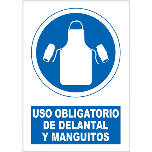 Cartel uso obligatorio delantal y manguitos 17x25 cm Cartel uso obligatorio delantal y manguitos 17x25 cm
